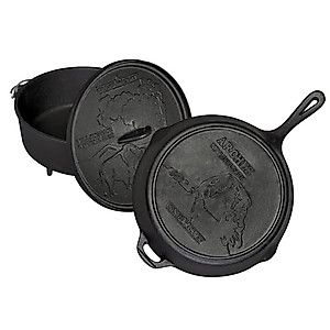 Camp Chef National Parks Cast Iron Set - Cast Iron Cookware - Includes Dutch Oven, Skillet & Lid - Cast Iron Skillet Set for Indoor & Outdoor Cooking