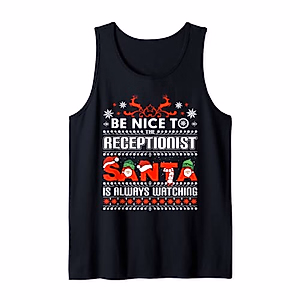 Festive Office Gift Front Desk Ugly Christmas Receptionist Tank Top
