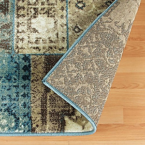Superior Indoor Area Rug or Runner, Patchwork Rustic Leaves Floor Decor, Soft Plush Rugs For Living Room, Bedroom, Office, Kitchen, Dining, Aesthetic Home Accessories, Zelder Collection, 2' x 3'