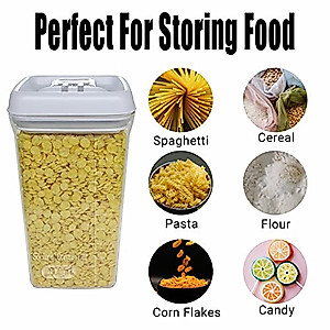 BPFY 2 Pack Large Cereal Containers Storage Set, 2 L/67 oz Plastic Airtight Food Storage Containers with Lids for Kitchen & Pantry Organization (White Lids)