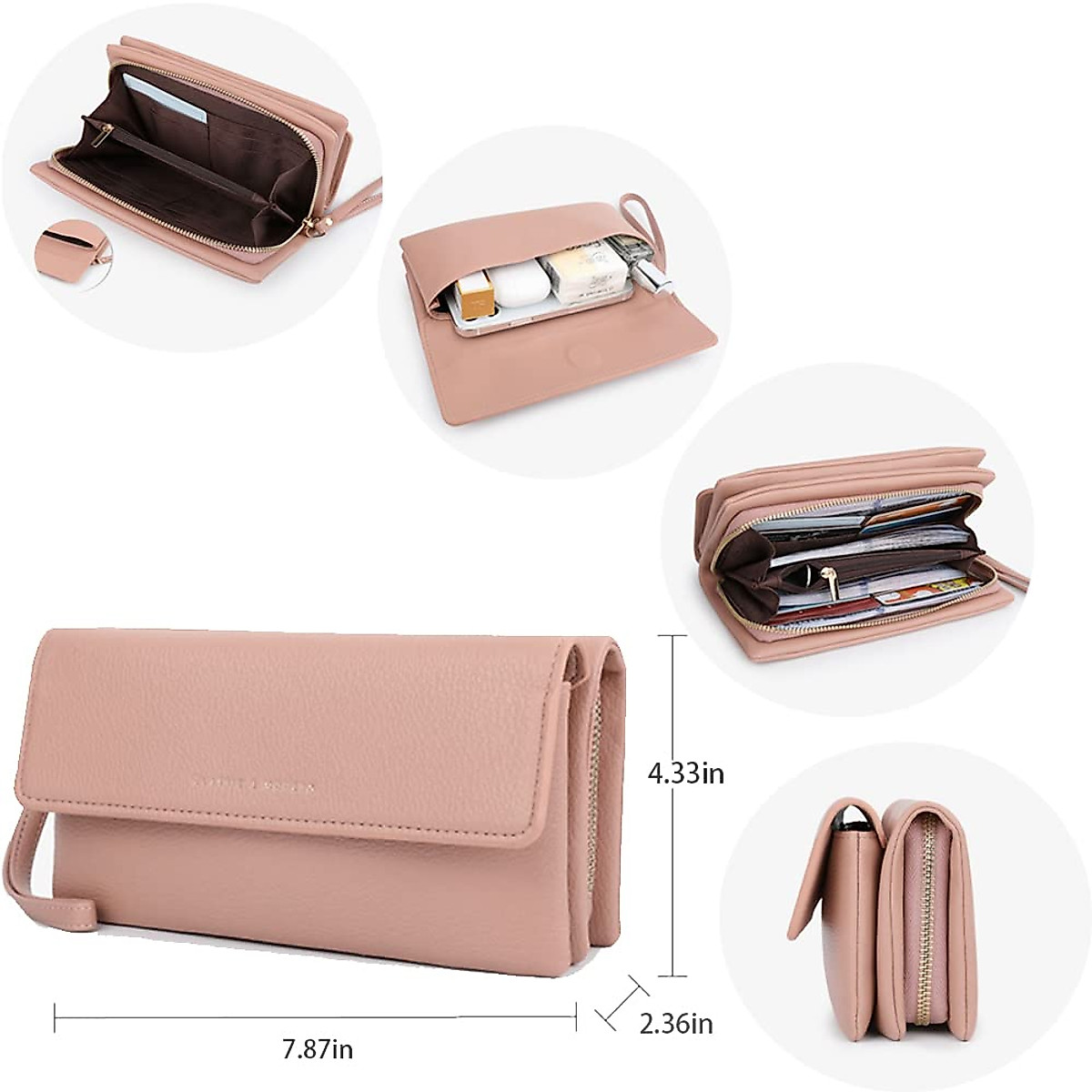 HINFKA Large Capacity Soft Multi-Layer Women'S Clutch Bag Zipper Wallet Multi-Color Simple Phone Bag Womens Wallets (Brown)