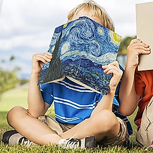 YEXIATODO Van Gogh Starry Night Book Sleeve for Textbook Kawaii Dogs Pets Anti-scratch No Glue Section Washable Reusability Polyester Book Covers Decorate Hardcover