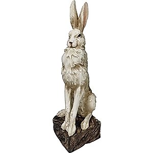 LANDCHY Large Size Noble Sitting Rabbit Bunny Realistic Rabbit Happy Easter Bunny Magnesium Oxide Stone Sculpture Decorations for Indoor Outdoor Garden Statue 30'' High