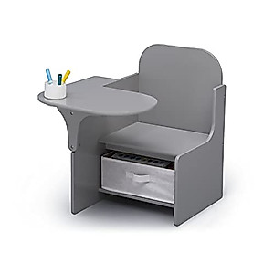 Delta Children MySize Chair Desk with Storage Bin + MySize Deluxe Toy Box, Grey (Bundle)