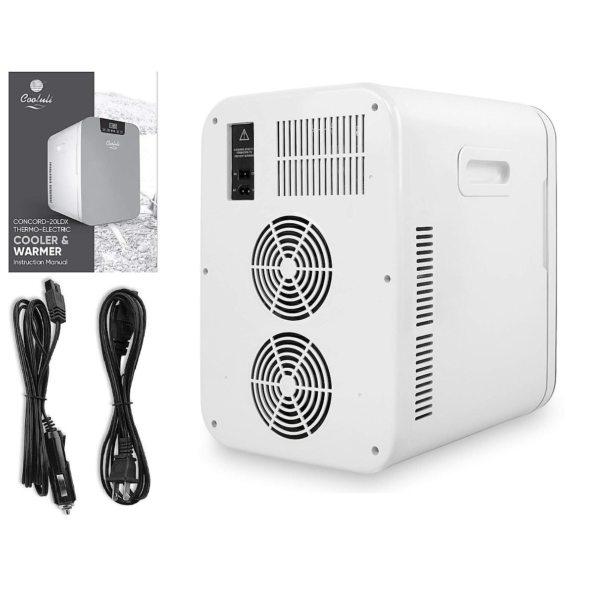 Cooluli 20L Mini Fridge For Bedroom - Car, Office Desk & College Dorm Room - Glass Front & Digital Temperature Control - 12v Small Refrigerator for Food, Drinks, Skincare, Beauty & Breast Milk (Black)