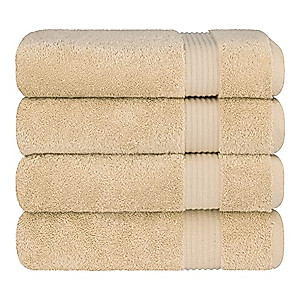 Cotton Paradise Bath Towels, 100% Turkish Cotton 27x54 inch 4 Piece Bath Towel Sets for Bathroom, Soft Absorbent Towels Clearance Bathroom Set, Sand Taupe Bath Towels