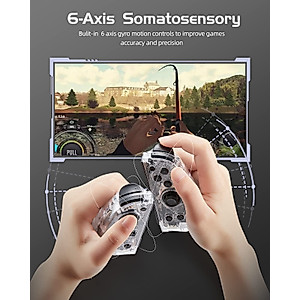 DOYOKY Wireless Game Controller, Bluetooth Controller for PC/Android/Steam/Switch, PC Controller with LED Backlight, Gamepad with Turbo/6-Axis Gyro/Dual Motors (with Phone Bracket)