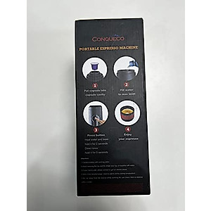 CONQUECO Portable Coffee Maker: 12V Travel Espresso Machine, 15 Bar Pressure Rechargeable Battery Heating Water for Camping, Driving, Home and Office