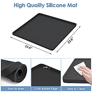 Mini Fridge Stand with Silicone Mat, Universal Stand Base Adjustable Refrigerator Stand with 4 Sturdy Feet, 24''x 24'' Mini Fridge Drip Pan Protect From Appliance Leaks for Fridge, Washer, Dryer