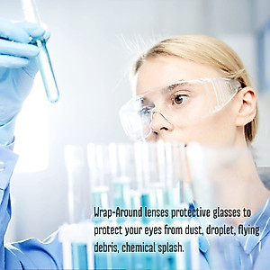 NAMSAN Clear Safety Goggles Lab Protective Eyewear over Prescription Glasses Job Protective Goggles Anti Droplet Debris Eye Protection