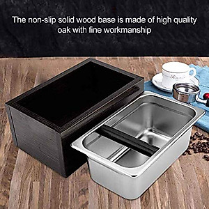 SYKSOL GUANGMING - Stainless Steel Coffee Knock Box with Handle Wooden Exterior, Container for Grounds Waste, Large Capacity Practical Coffee Knock Box,17.5 * 12.1 * 27.6