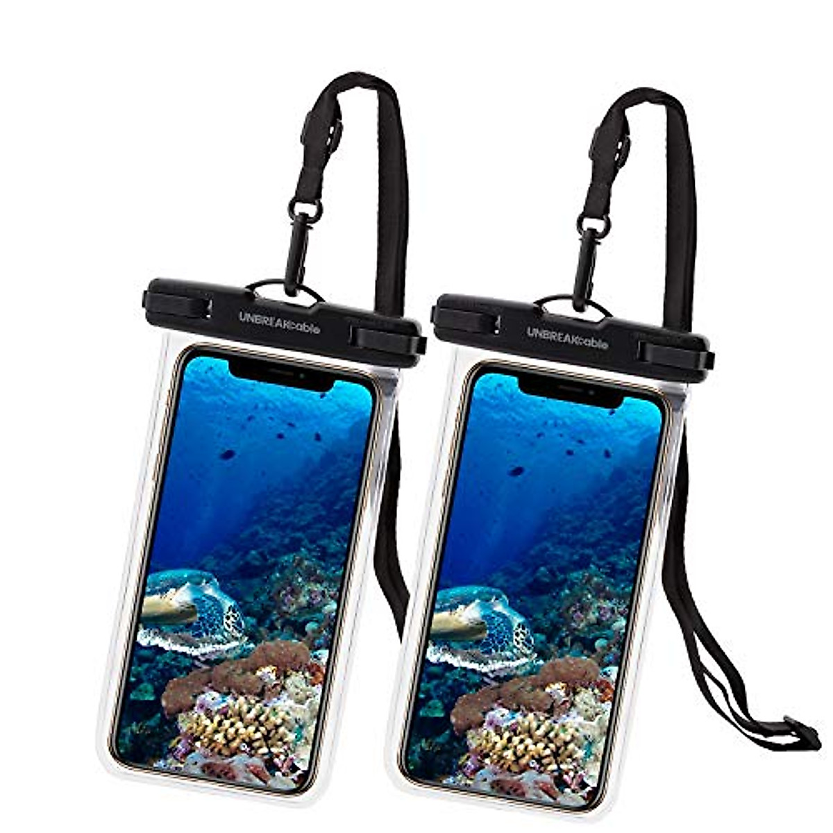 UNBREAKcable Waterproof Underwater Mobile Phone Case - [Pack of 2] 7.0 Inch IPX8 Waterproof Mobile Phone Case for Swimming, Bathing for iPhone 14 13 12 11 Pro Max Mini, XS X XR SE 8 7 6 Samsung & More