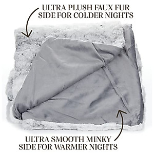 Outrageously Soft Throw Blanket - Ultra Plush Minky Faux Fur Blanket - 50 x 70 Inches - Grey