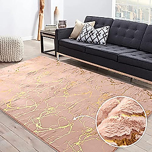 Btargot Soft Metallic Nursery for Princess Prince Castle Play Modern Colorful Abstract Area Rugs Anti-Skid Fluffy Rectangular Plush Velvet Home Decorative Carpet Throw Rug(Pink 5 * 8ft)