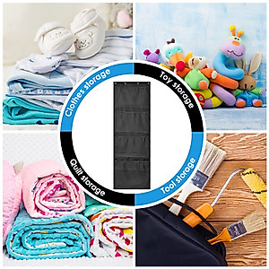 Innvix Stuffed Animal Storage,Over the Door Organizer Bag for Stuffies, Children's Toys, Baby Accessories, Hanging Storage Holder for Nursery, Bathroom, Baby Room With 4 Large Pockets Black