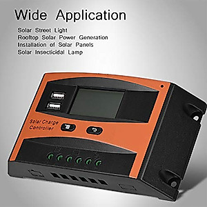 Solar Panel Controller, 30A 50V LCD Smart PWM Solar Panel Charge Controller with Dual USB IP32 Waterproof Solar Controller for Solar Green Light, Solar Light Billboards, etc.(30A)