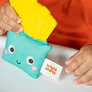 Bright Starts Side of Smiles French Fry Teether Toy with Crinkle Textures, Baby Teething Toy, BPA Free, Unisex, 3 Months+