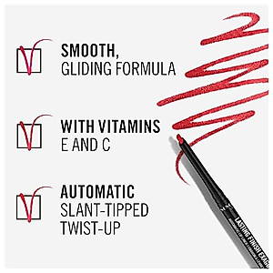 Rimmel Lasting Finish Exaggerate Automatic Lip Liner - Rich, Smooth Formula for Long Lasting Lip Looks - 024 Red Diva, .01oz
