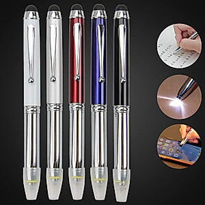 DSstyles Stylus Pen Universal Touch Screen Capacitive Stylus with Ballpoint Pen/LED Light for Phone Pad Tablet, White