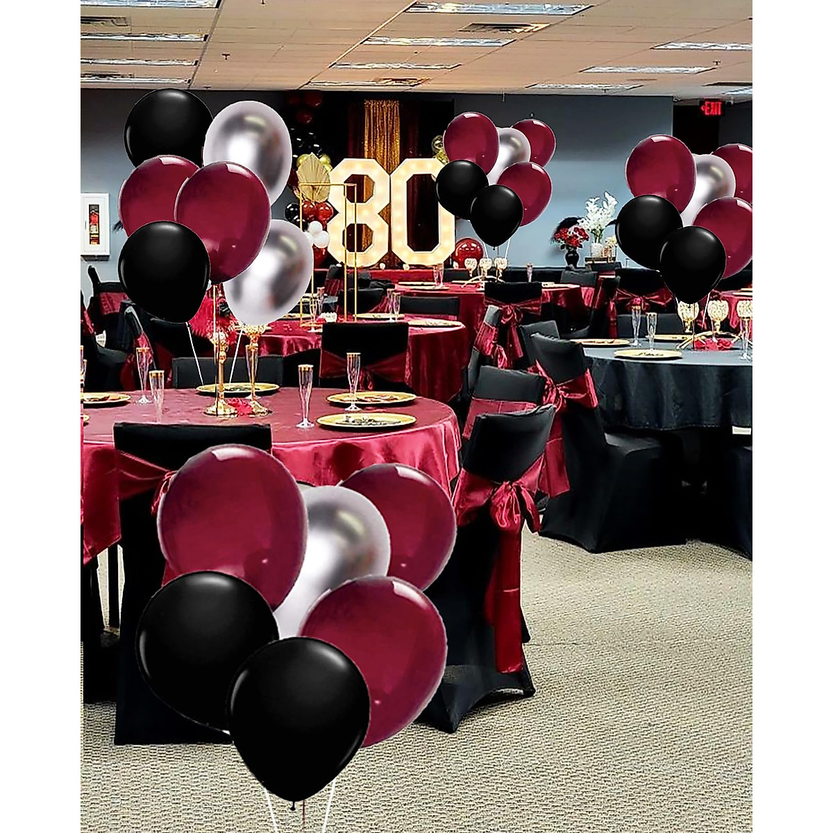 Graduation Decorations Maroon Black 2024/Burgundy Black Graduation Party Decorations/Maroon Black Balloons 60Pcs Burgundy Black Maroon Birthday Party Decorations