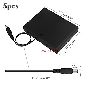 WMYCONGCONG 5 PCS 6x1.5V 9V AA Battery Holder Case Box with 2.1x5.5mm DC Male Connector and On/Off Switch
