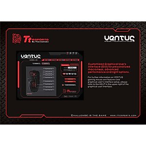 Thermaltake Tt Esports Ventus Ambidextrous Laser Gaming Mouse with 3-Zone Red LED Illumination, 7 Programmable Buttons, 5700 DPI Sendor, Graphical Configuration Interface