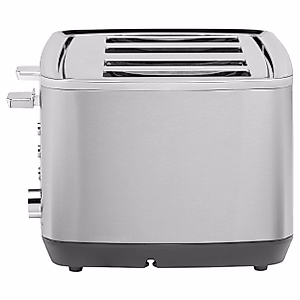 GE Stainless Steel 4 Slice Toaster | Extra Wide Slots for Bagels, Breads, Waffles & More | 7 Shade Options | Countertop Kitchen Essentials | 1500 watt