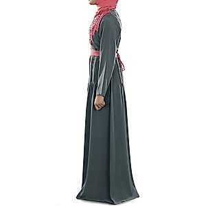 MyBatua Women’s Muslim Clothing Beautiful Dress Ramsha Abaya in Grey (X-Small)