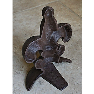 Lulu Decor, Cast Iron Fleur De Lis Door Stop, 2 Lbs, Door Stopper (Antique Brown)