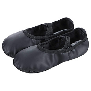 Dynadans Leather Ballet Shoes/Ballet Slippers/Dance Shoes for Girls and Boys (Toddler/Little/Big Kid/Women)-Black-4M Big Kid