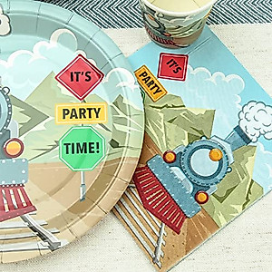 Train Birthday Party Supplies (Serves 24) Dinner Plates, Dessert Plates, Cups, Napkins. Train Baby Shower Decorations for Kids, Boys, Girls and More. Train Party Plates.