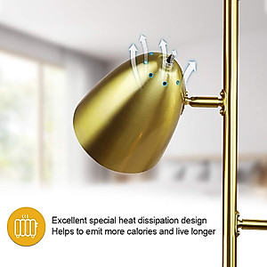 DLLT Modern Floor Lamp, 3-Light Reading Standing Tree Lamp, Gold Corner Floor Lamp with Adjustable Metal Heads, Brass Tall Pole LED Lighting for Living Room, Bedroom, Office, E26 Base (Bulbs Include)