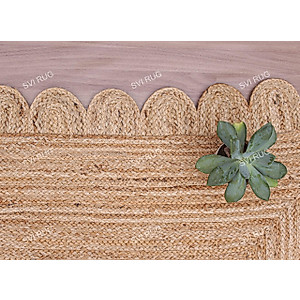 Scallop Pattern Jute Bohemian Area Rug (2' x 3')