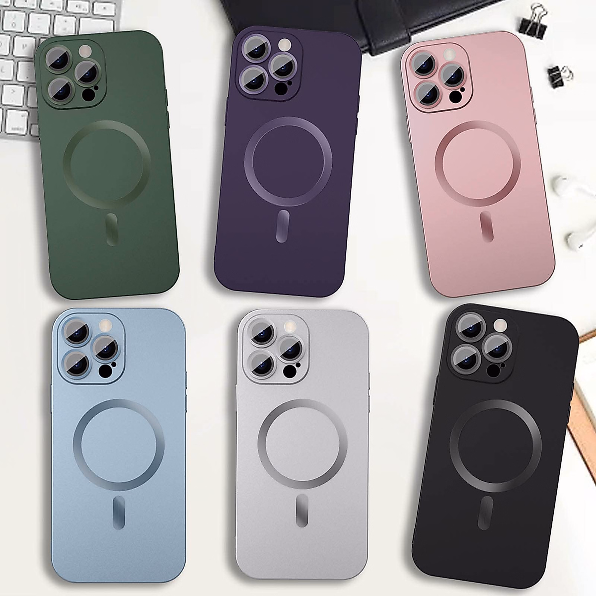 Womdakon Magnetic Case for iPhone 14 Pro Max Phone Case for Women, [Adaptation with Magsafe] Matte Luxury Soft Metallic Luster Design for iPhone 14 Pro Max 6.7'' with Camera Protector-Purple