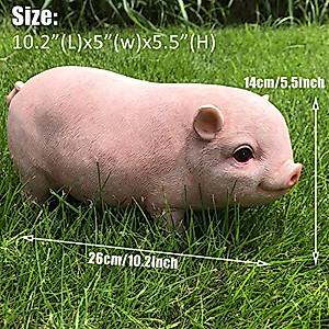 Garden Statue Baby Pig Decorative Garden Figurines Gift, Cute Pig Garden Statue Resin Lawn Ornaments, Durable Farmhouse Animal Sculpture Art Decoration for Home Outdoor Décor (White, Standing)