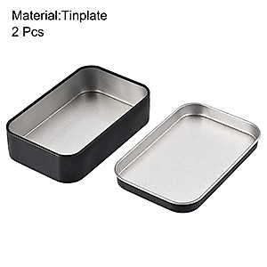 uxcell Metal Tin Box, 2pcs 3.74" x 2.36" x 0.87" Rectangular Empty Tinplate Storage Containers with Lids, Black