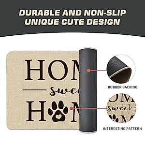 Artoid Mode Home Sweet Home Cute Dog Paw Footprints Plum Print Decorative Doormat, Pet Dog Cat Low-Profile Floor Mat Switch Mat for Indoor Outdoor 17 x 29 Inch