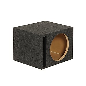 QPower 10 Inch Subwoofer Box, Vented Speaker Box for In-Car Audio