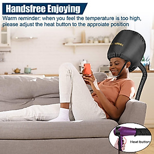 TEPENAR Bonnet Hair Dryer Attachment, Upgraded Soft Adjustable Large Hair Drying Bonnet for Hand Held Hair Dryer, Easy to Use for Natural Curly Textured Hair Care and Speeds Up Drying Time at Home