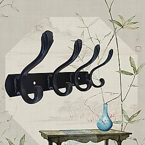 AOLZUNK Wall Mount Coat Rack, Stainless Steel Rack with 4 Hooks for Hanging Coats Towels Keys for Kitchen, Bathroom,