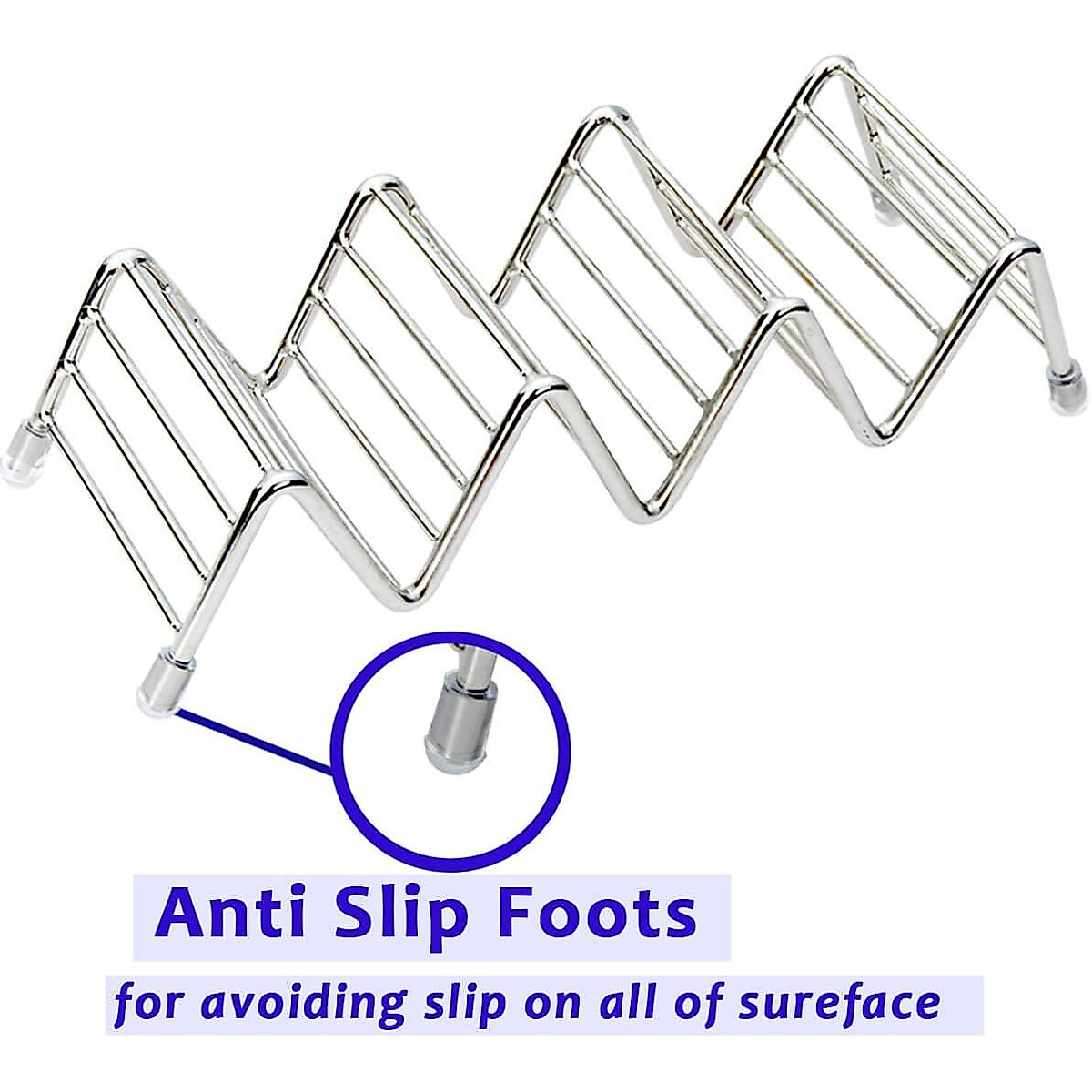 MEKBOK Taco Holder, taco holder stand,Stainless Steel Taco Rack, Good Holder Stand on Table, Hold 3 or 4 Hard or Soft Shell Taco, Safe for Baking as Truck Tray- Set of 3