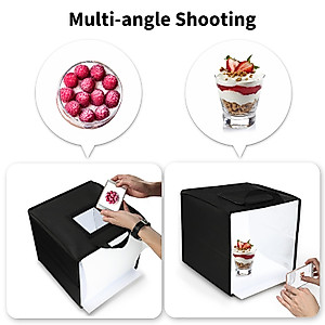 Glendan Light Box Photography, 16"x16" Portable Photo Light Box with 112 LED Lights & 6 Kinds of Double-Sided Color Backdrops and Adjustable White Light, Soft Light, Warm Light for Product Photography