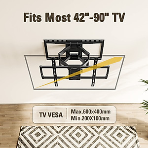 Mounting Dream UL Listed TV Wall Mount Bracket for Most 42-90 Inch TVs, Full Motion TV Mount with Articulating Arms, Max VESA 600x400mm and 132 lbs, Fits 16", 18", 24" Studs, MD2298