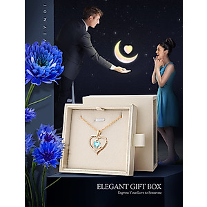 Birthstone Necklace for Women, Gold Necklace, Mothers Day Gift for Mom, Sterling Silver March Birthstone Jewelry Created Aquamarine Necklace Gifts for Wife