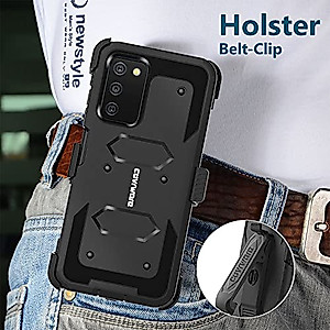 Covrware Aegis Series Case for Samsung Galaxy A03S, Full-Body Rugged Dual-Layer Shockproof Protective Swivel Belt-Clip Holster Cover with Built-in Screen Protector, Kickstand, Black