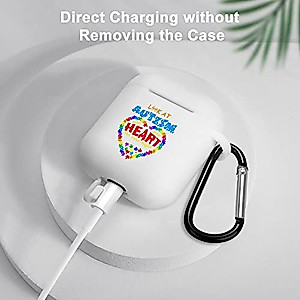 Autism Awareness Silicone AirPods Case Protective Cover Compatible with AirPods 2 & 1 with Keychain