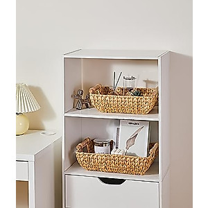 Berdeng Wicker Storage Basket, Large Baskets for Gifts Empty, Small Baskets for Organizing, Woven Storage Baskets for Shelves, Toy Basket, Set of 3(Sea Grass)