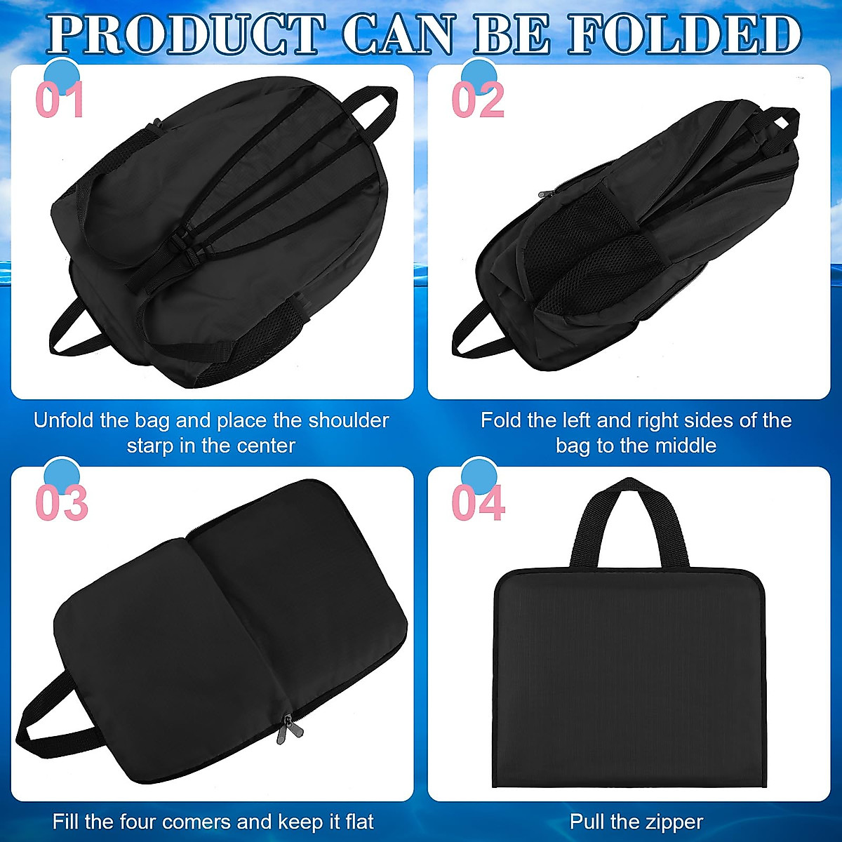 Reginary 24 Pcs Backpack 17" Backpacks Foldable Lightweight Bookbags Student Outdoor Travel School Book Bag with Storage Bag (Black)