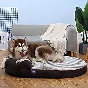 Laifug Memory Foam Oval Dog Bed (54x36x9Inch, Brown), Orthopedic Dog Bed for X-Large Dogs with Durable Waterproof Liner & Removable Washable Cover & Nonskid Bottom