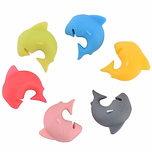 24Pcs Silicone Drink Markers, Funny Silicone Dolphin Wine Cup Labels Reusable Wine Glass Charms Markers for Champagne Flutes Cocktails Martinis Wine Glass